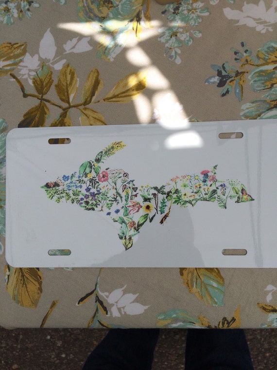 Upper Michigan UP Wildflower License Plate on by StreamHomeDecor