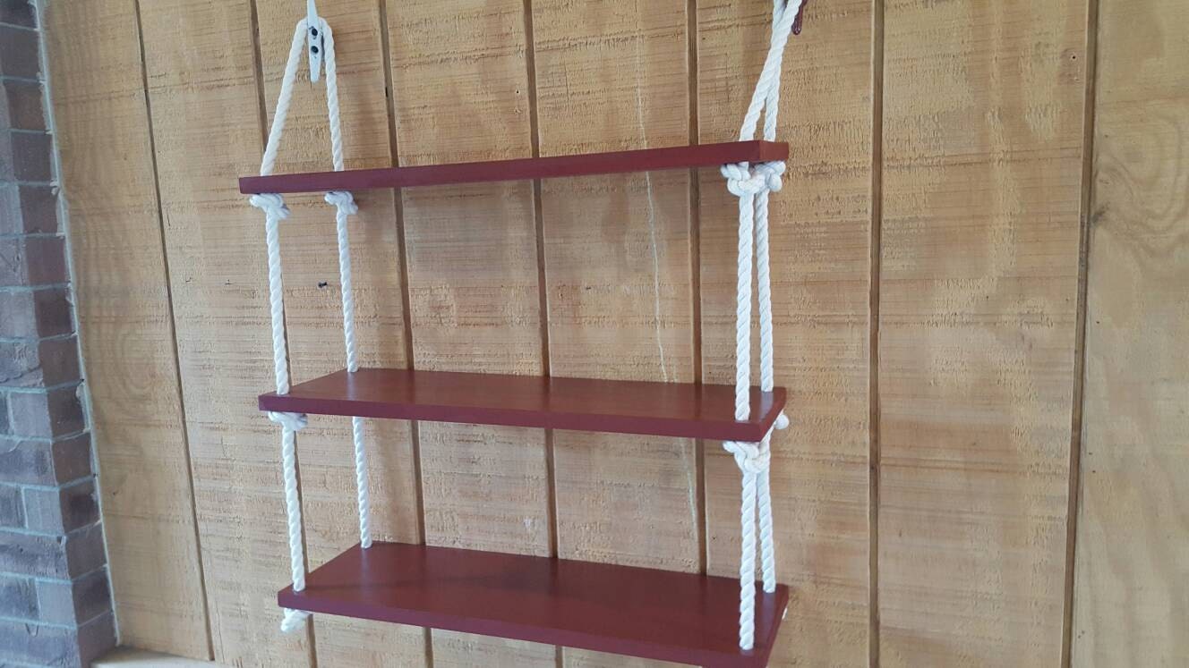 3 Tier Nautical Rope Shelf / Rope Shelf / Nautical by BarnMade4U