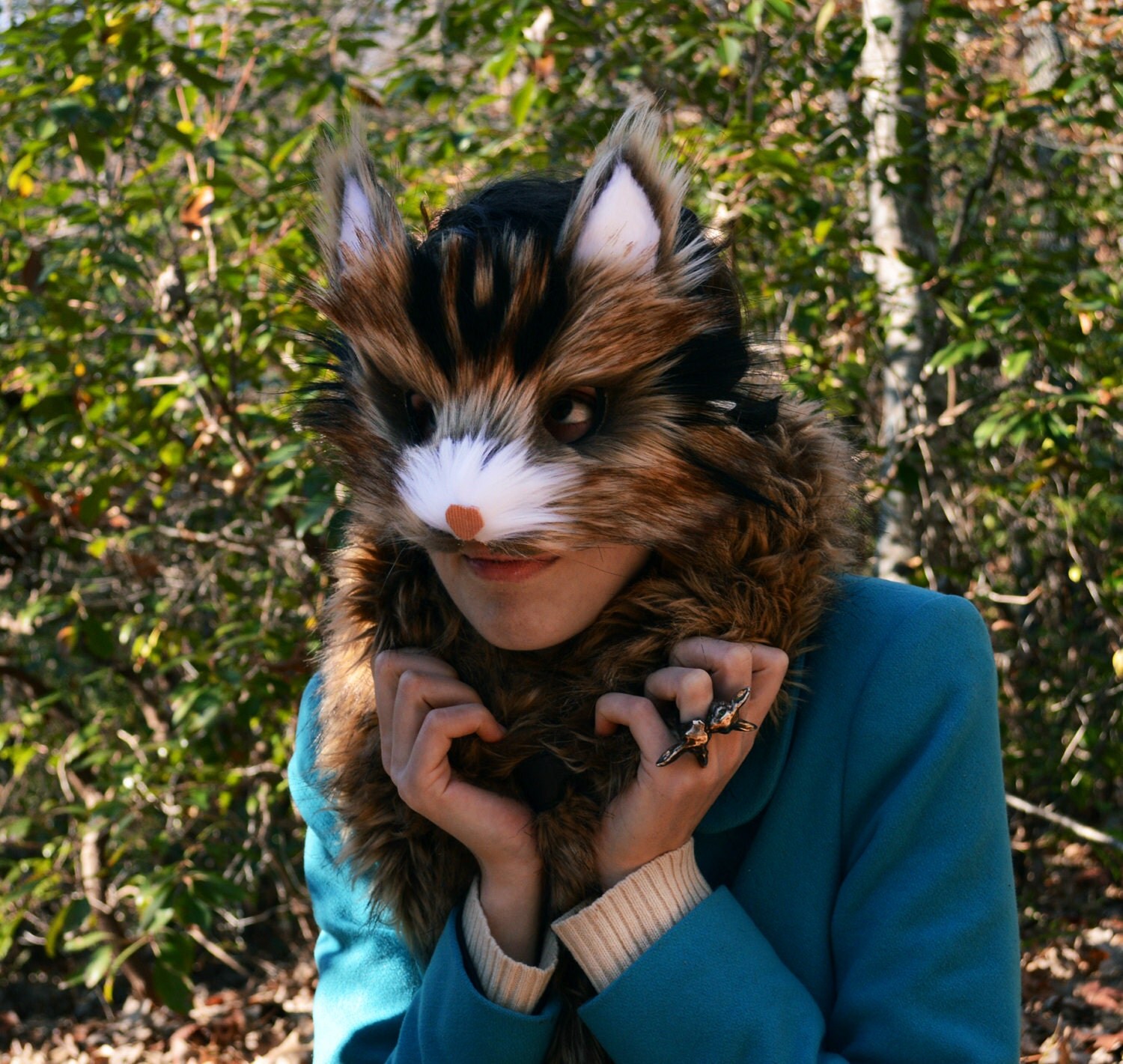 Faux Fur Wildcat Mask handmade