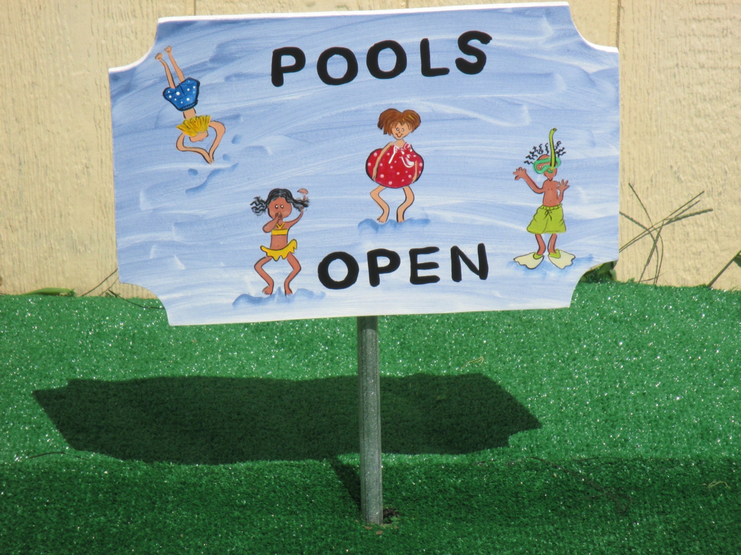 Cute Pools Open Yardl Sign