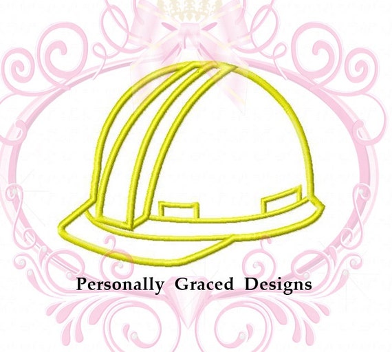 Construction Hat Helmet Applique 4 Sizes 3 4 5 6 4x4