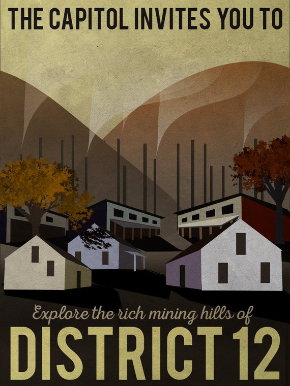 Hunger Games Poster District 12 travel poster geek art