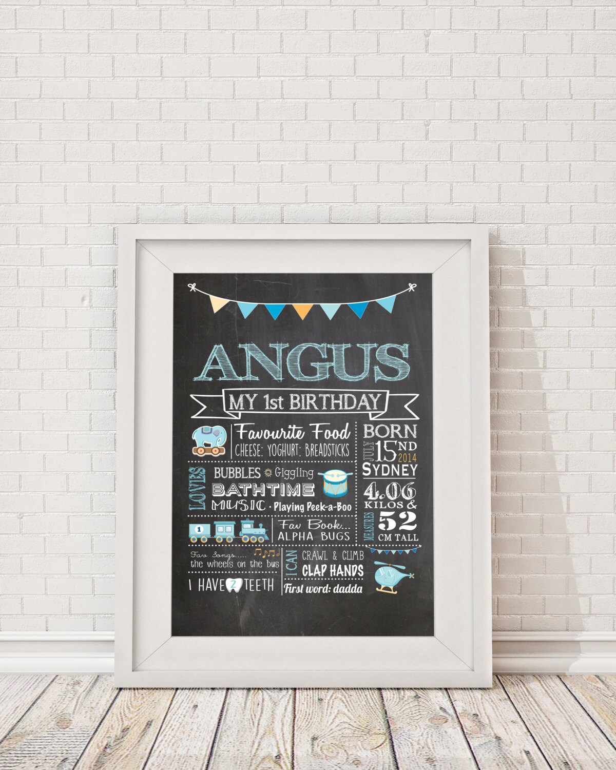 First Birthday Poster Printable Chalkboard Milestone