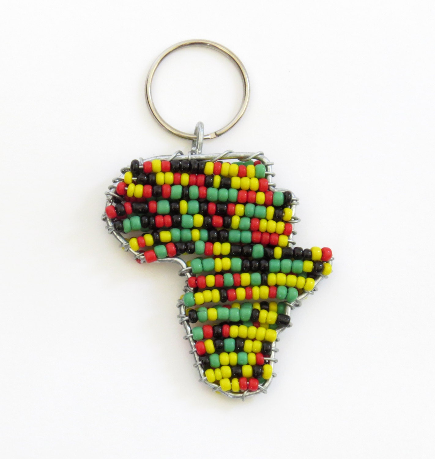 African beaded map of Africa keychain keyring purse jewelry