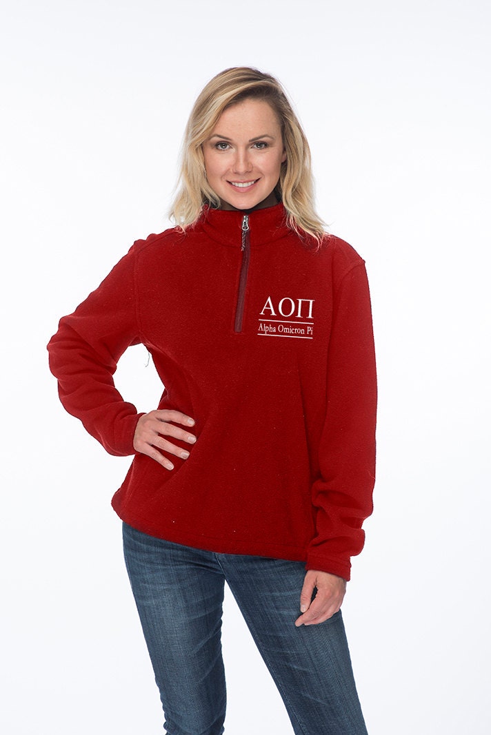 Alpha Omicron Pi AOPi AOii Quarter Zip Fleece Pullover