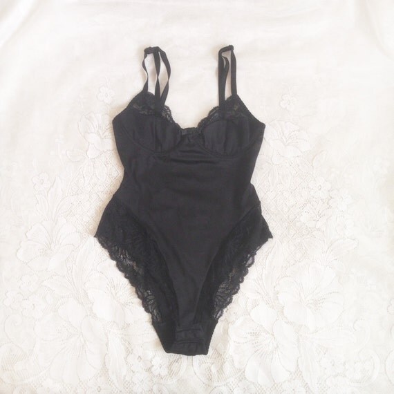Black Teddy Lingerie High Cut Vintage Teddy lingerie lace