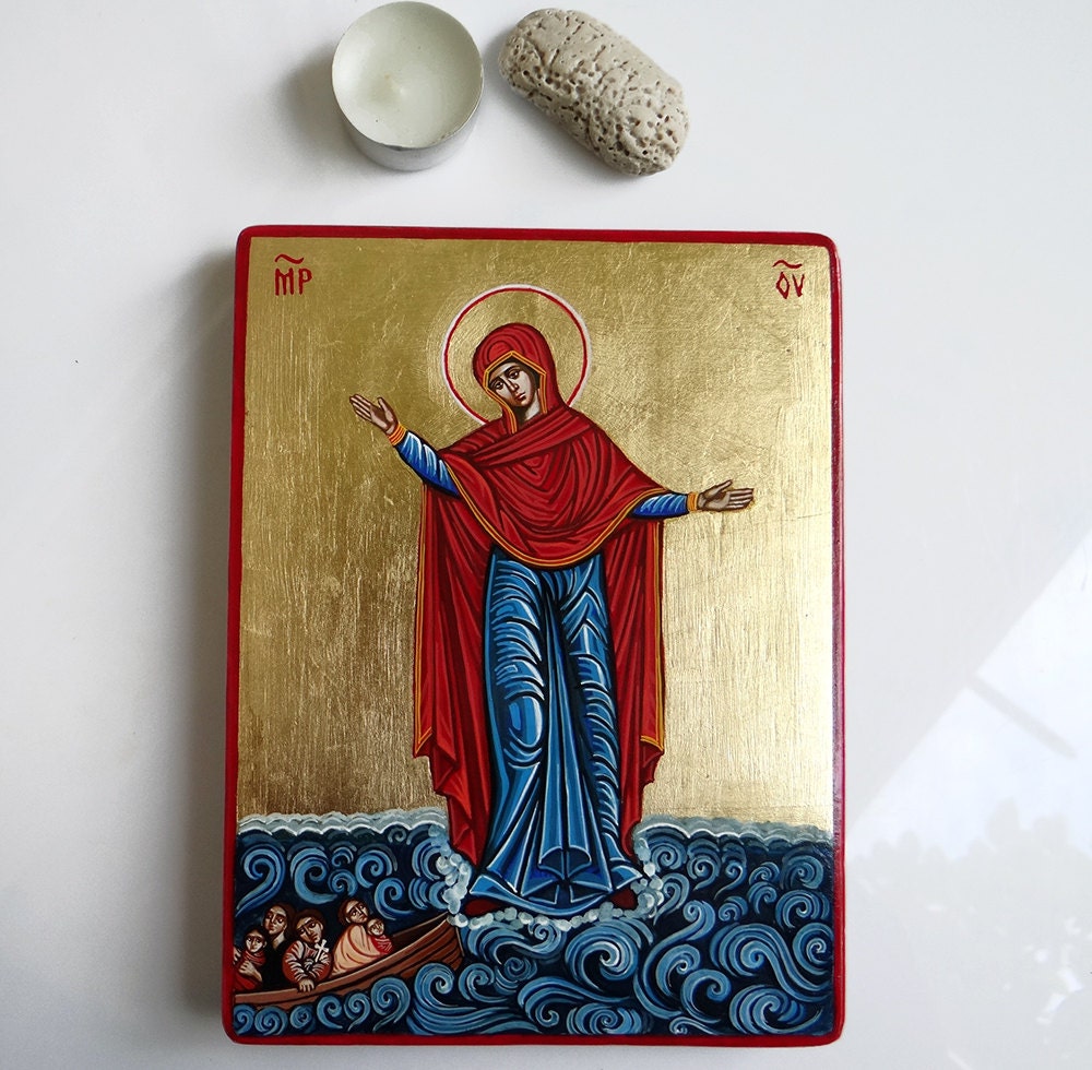 Our Lady Star of the Sea icon Stella Maris handpainted