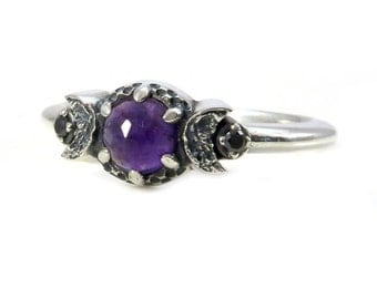 Black amethyst ring | Etsy