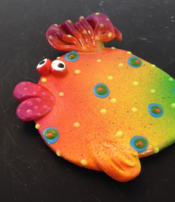 Items similar to Fish wall decor,Ceramic Blowfish, Ocean decor, Sea ...