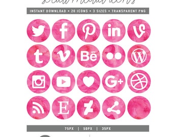 Pink social icons | Etsy