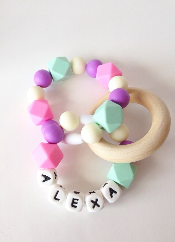 Personalized Double Ring Teether Silicone Teething Ring