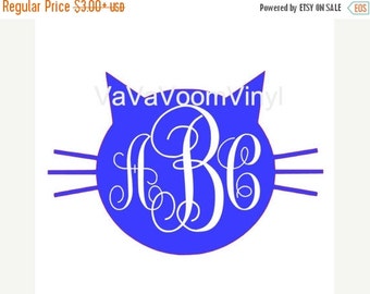 Unique cat monogram decal related items | Etsy
