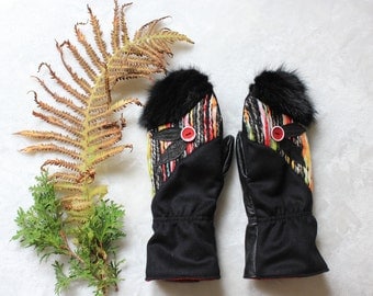 Unique leather mittens related items | Etsy