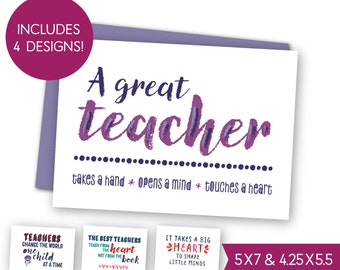 School Teacher Printable Card Bundle Instant Download Teacher