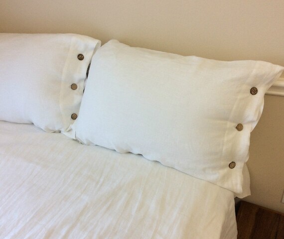 Linen Duvet Cover with Wood Button Closure by CustomLinensHandmade