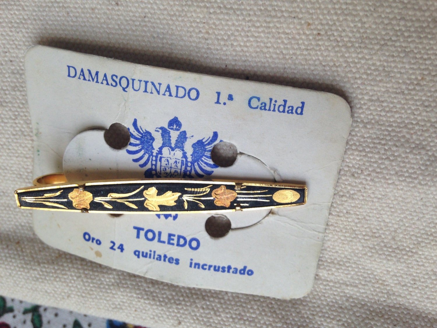 Vintage Damascene Tie Clip Spanish Tie Clip Toledo by DuckCedar