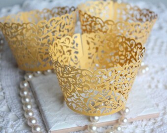 Gold cupcake wrapper | Etsy