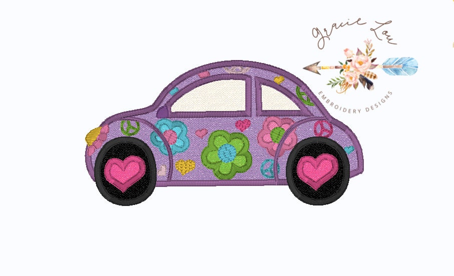 Groovy Slug Bug applique design vw beetle bug applique 4x4