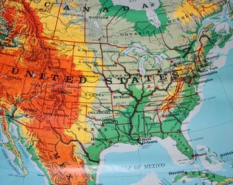 Vintage pull down map – Etsy