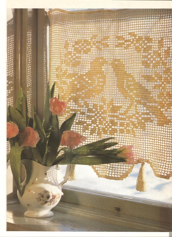 Crochet Curtain Pattern Vintage Crochet Pattern Filet