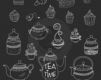 Unique tea party clipart related items | Etsy