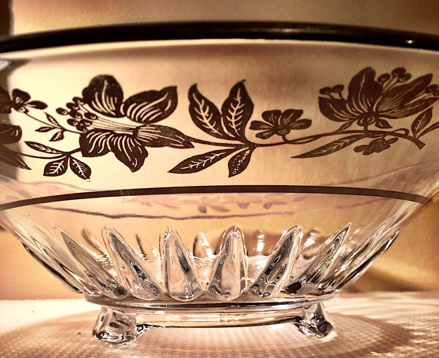 Vintage Sterling Silver Overlay Glass Floral By Ladyjeanvintageetc
