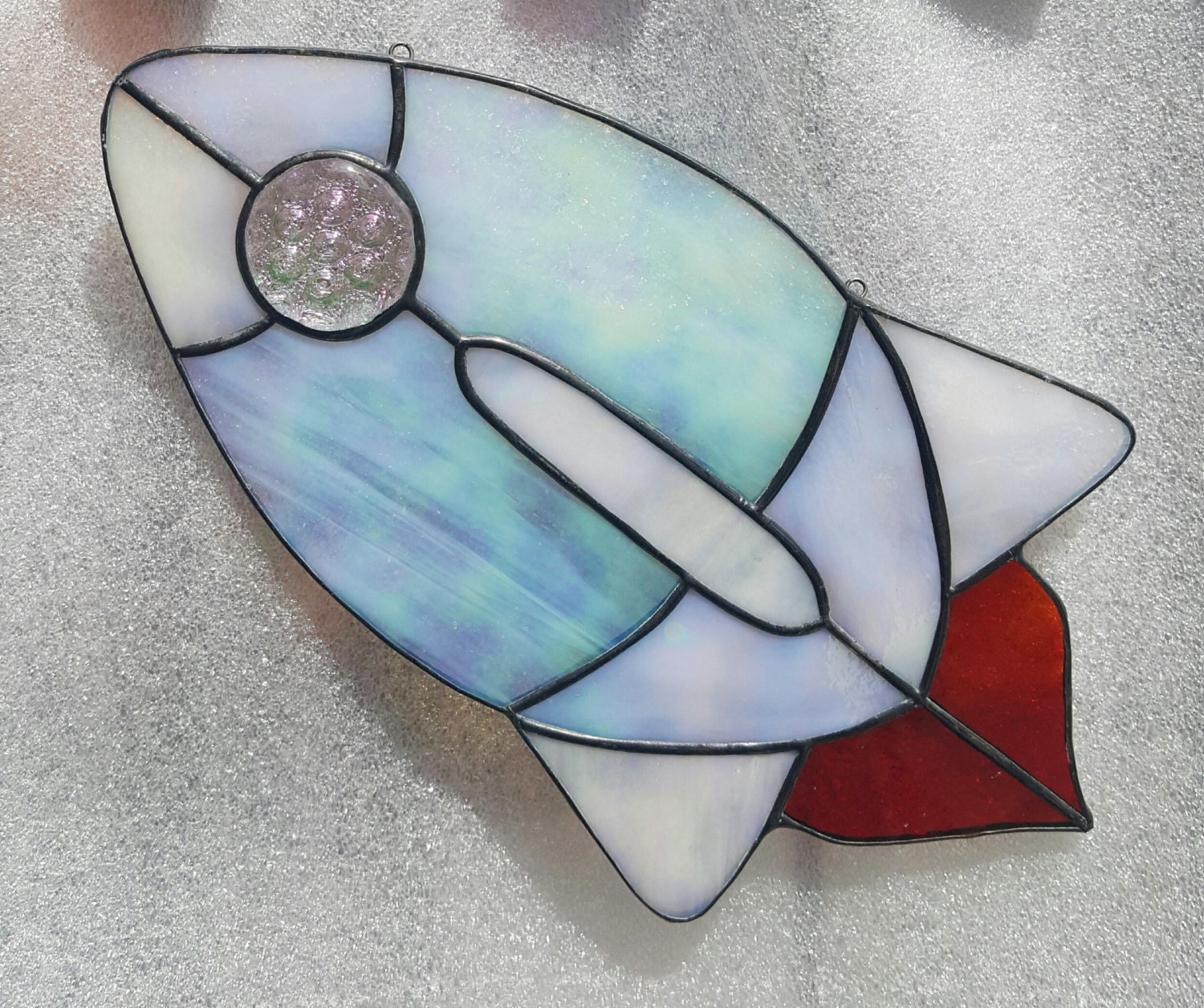 Rocketship Spaceship Stained Glass Suncatcher