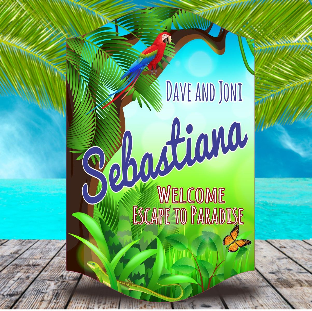Custom Island Theme Escape to Paradise Sign Wall Art with