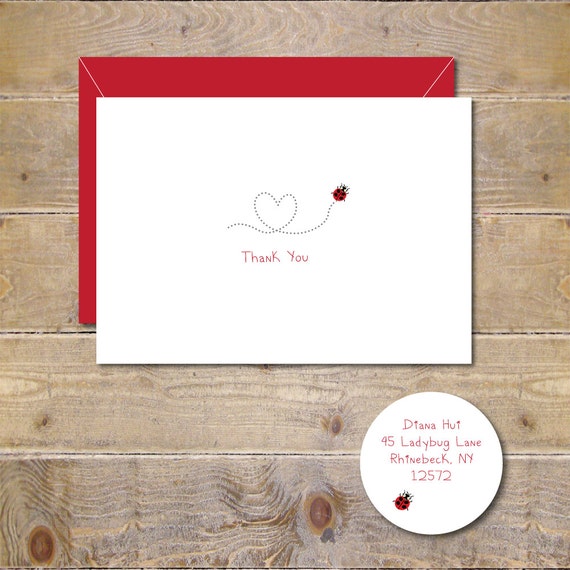 Ladybug Thank You Cards Thank You Notes Ladybugs Lady Bug