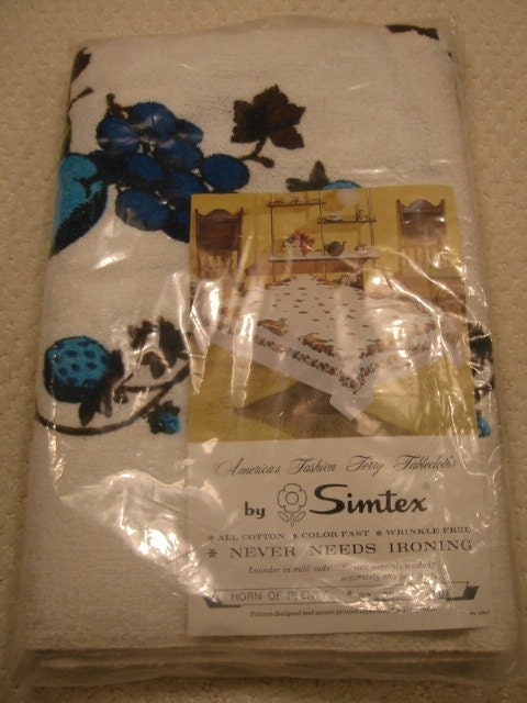 vintage all cotton terry cloth tablecloth by Simtex