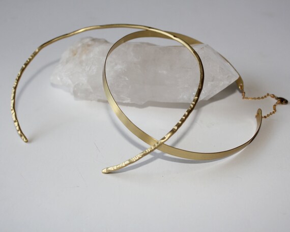 Hammered Gold Choker SET 2 chokers by ABAJewels on Etsy