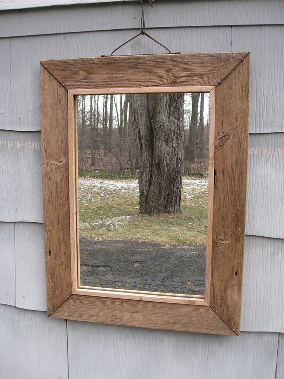 Large Primitive Rustic Barn Wood Mirror no.1602