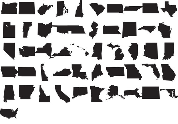 United States All 50 States State Shapes by DixiePeaches