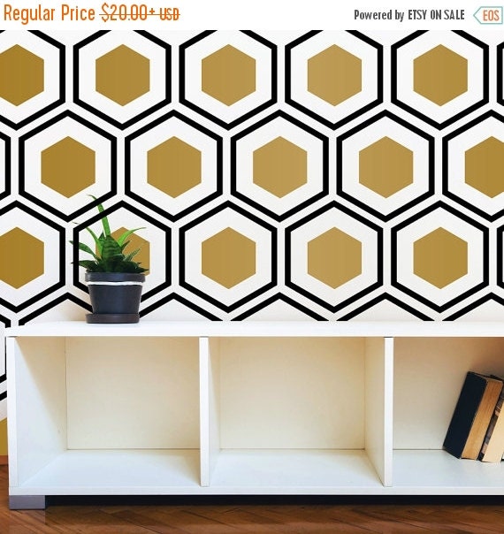 ON SALE Hexagon Wall Pattern Decal Modern Geometric by danadecals