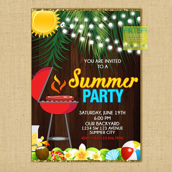 Summer Party Invitation Summer BBQ Summer get together