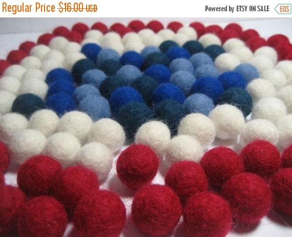 CIJ SALE 50 felt wool balls 1/2 in. size patriotic mix by feltinga
