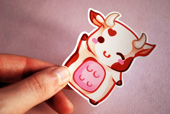 Kawaii chibi cow sticker chocolate milk cute planner
