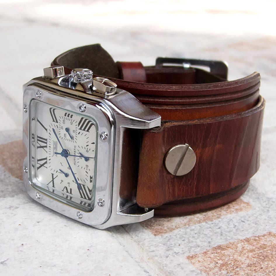 Mens Skeleton Wrist Watch Square Automatic by Jullyetcreations