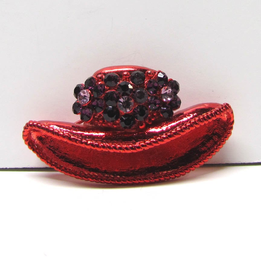 Red Hat Society Brooch Pin Red Finishing With By Robotshopandmore