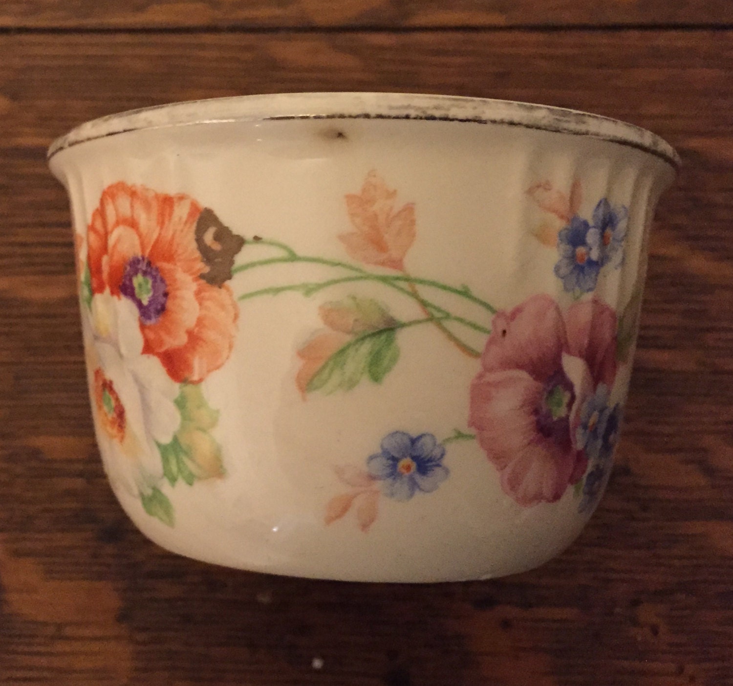 Vintage 1960s Bakerite Flowered Custard Cup / Mid Century Small Dish ...