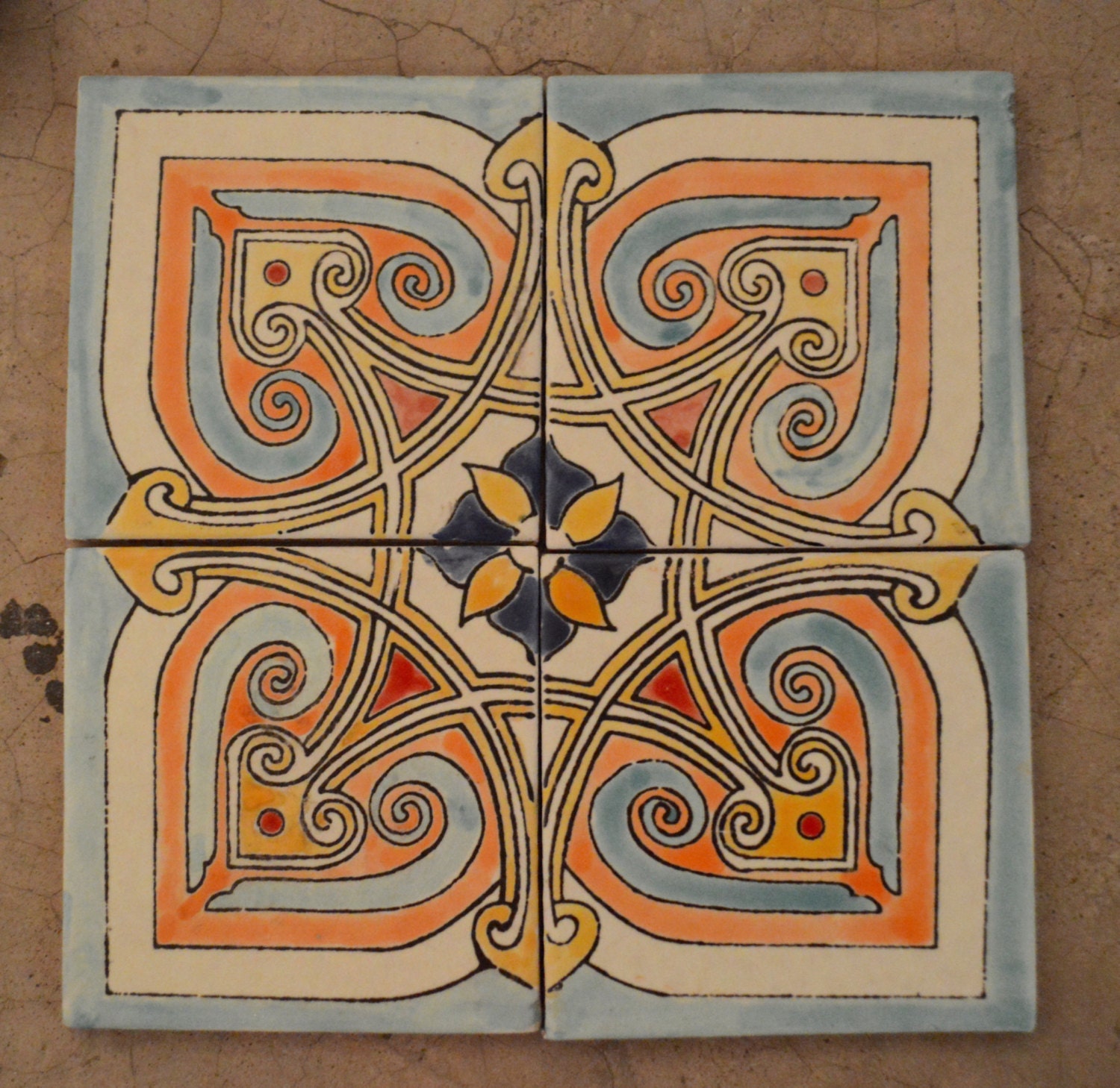 16 Mexican Talavera Tiles handmade Hand painted 4 X