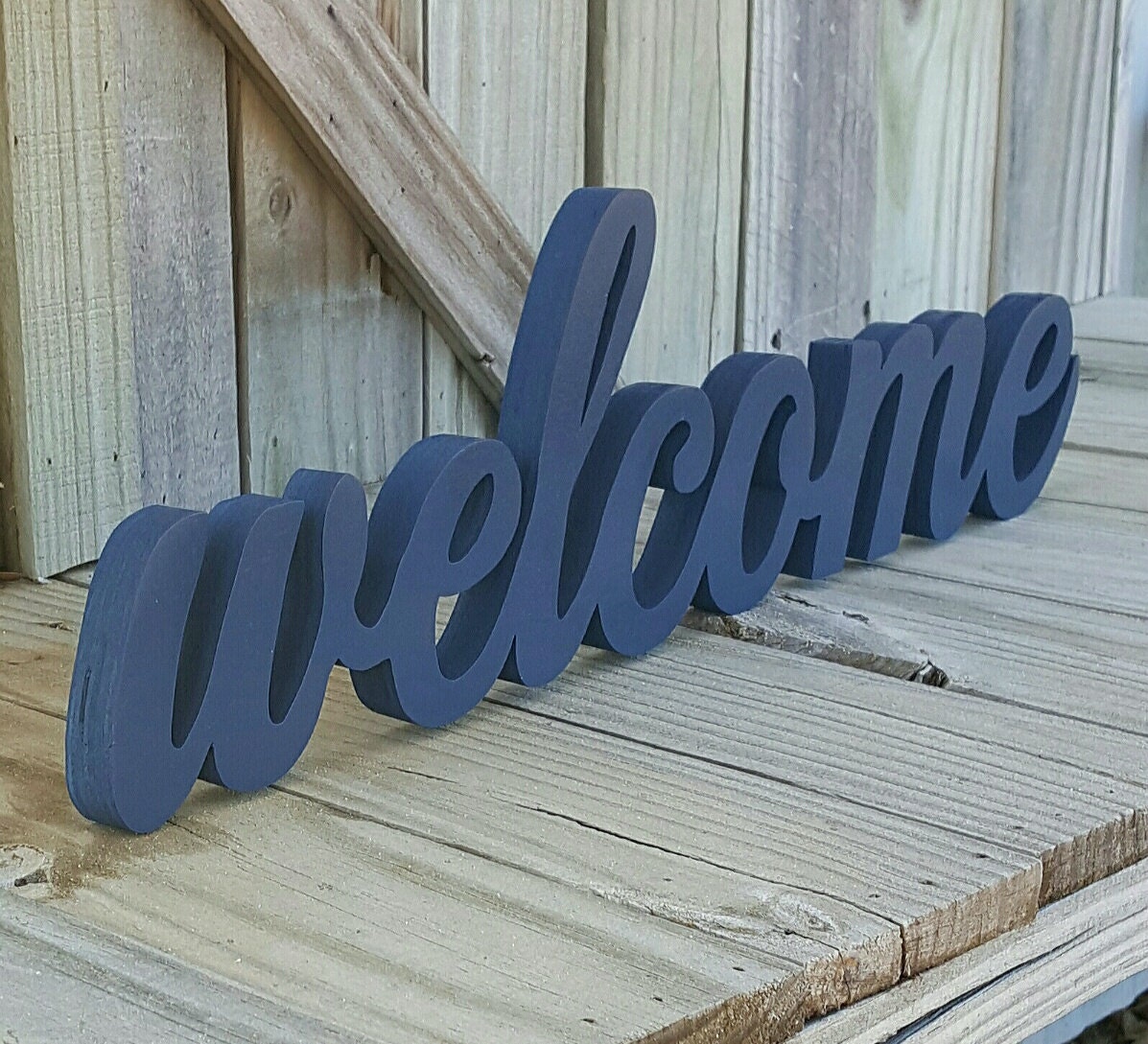 Wooden welcome sign freestanding wall hanginghome decor