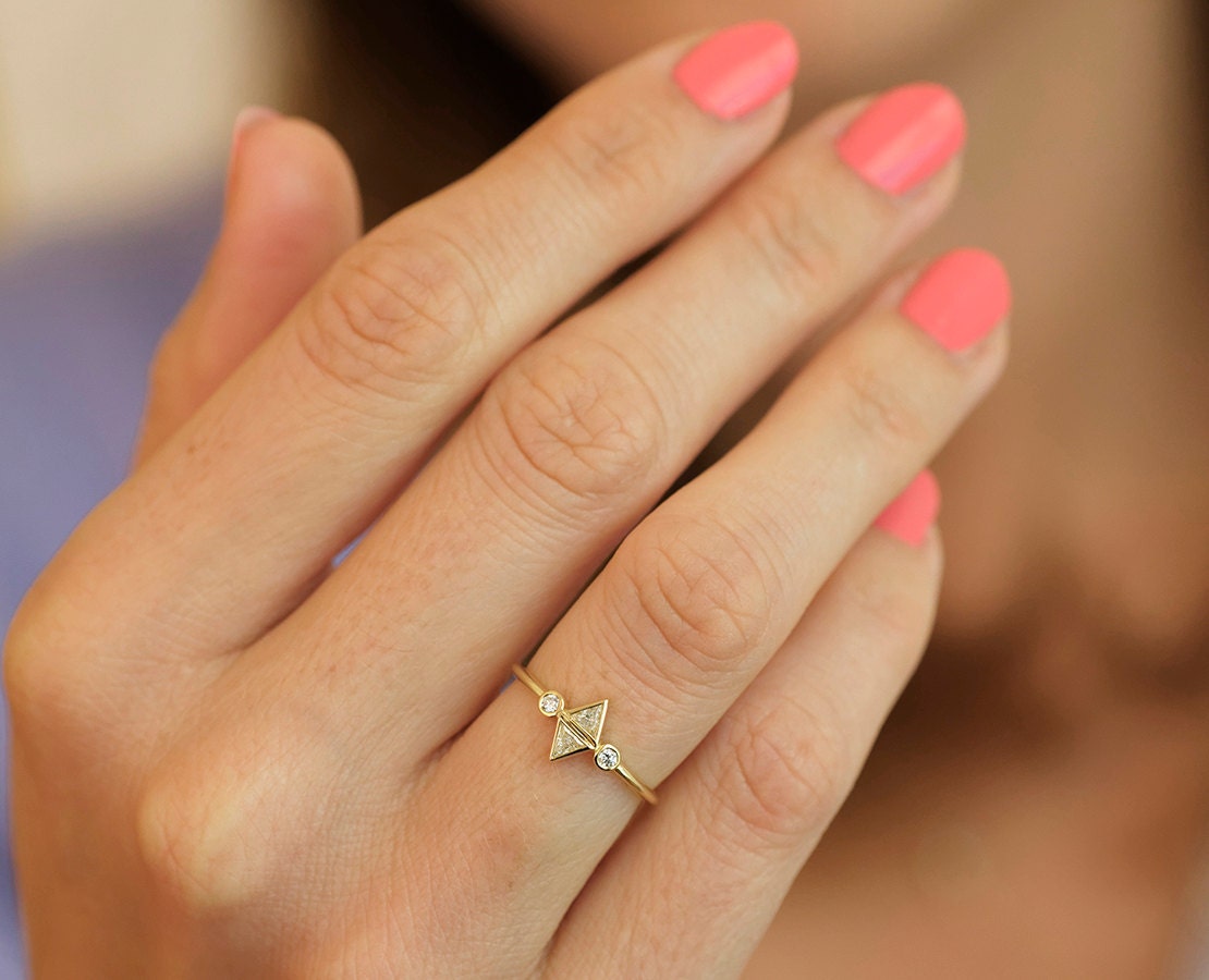 Diamond Trillion Ring Trillion Engagement Ring Unique