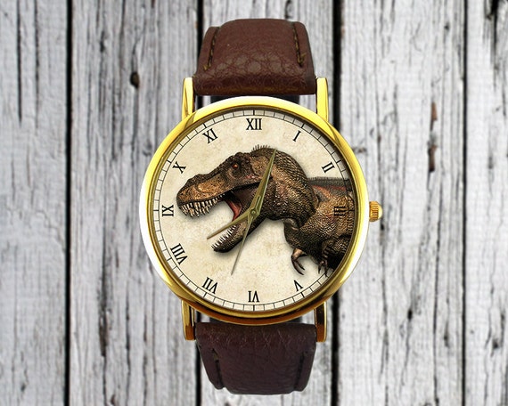 Dinosaur Watch T-Rex Leather Watch Ladies Watch by RedJuanShop