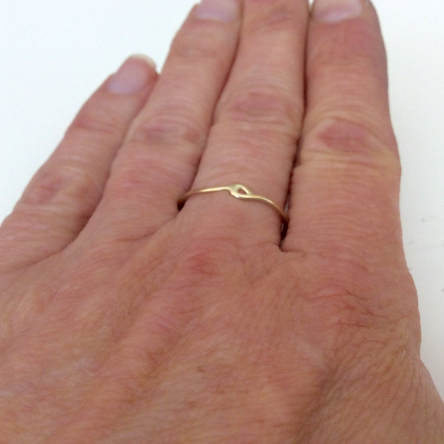 solid gold stacking ring 14K gold open leaf and vine motif