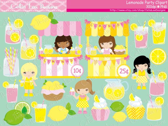 Lemonade clipart Pink Lemonade Party Lemonade by CeliaLauDesigns