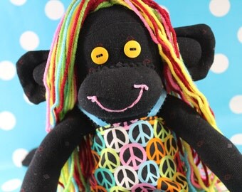 Rainbow sock monkey | Etsy