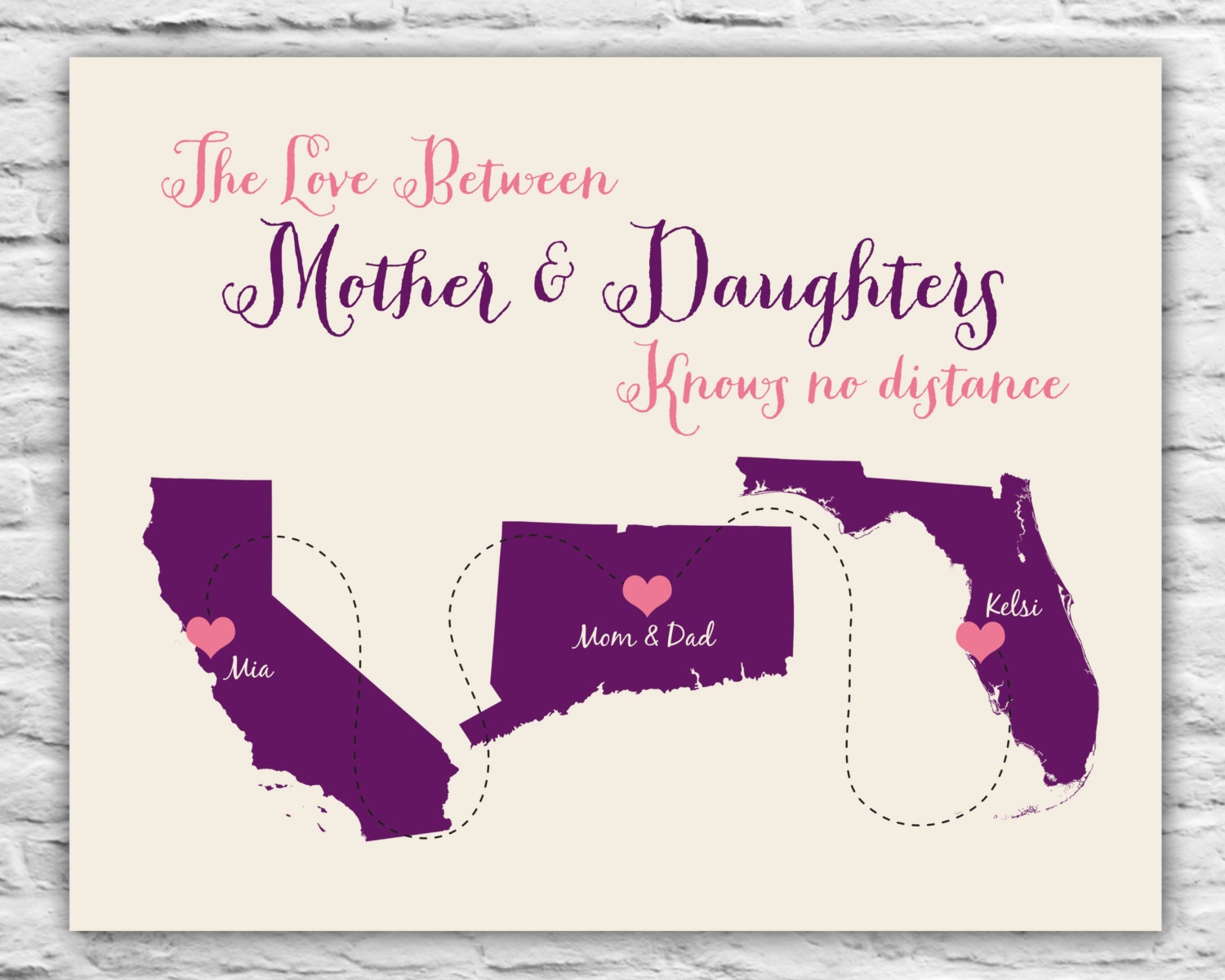 Mother and Daughter Long Distance Print Mother's Day Gift