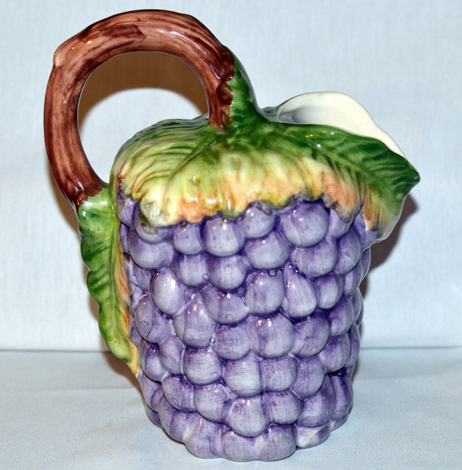 Vintage Grape Pitcher, Hand Painted, Made in Portugal, Water Pitcher ...