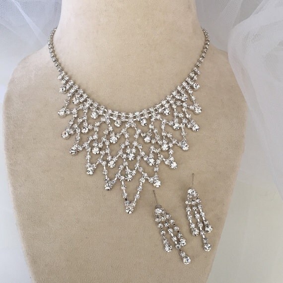 Bridal jewelry set Chandelier Rhinestone Necklace by RainBling